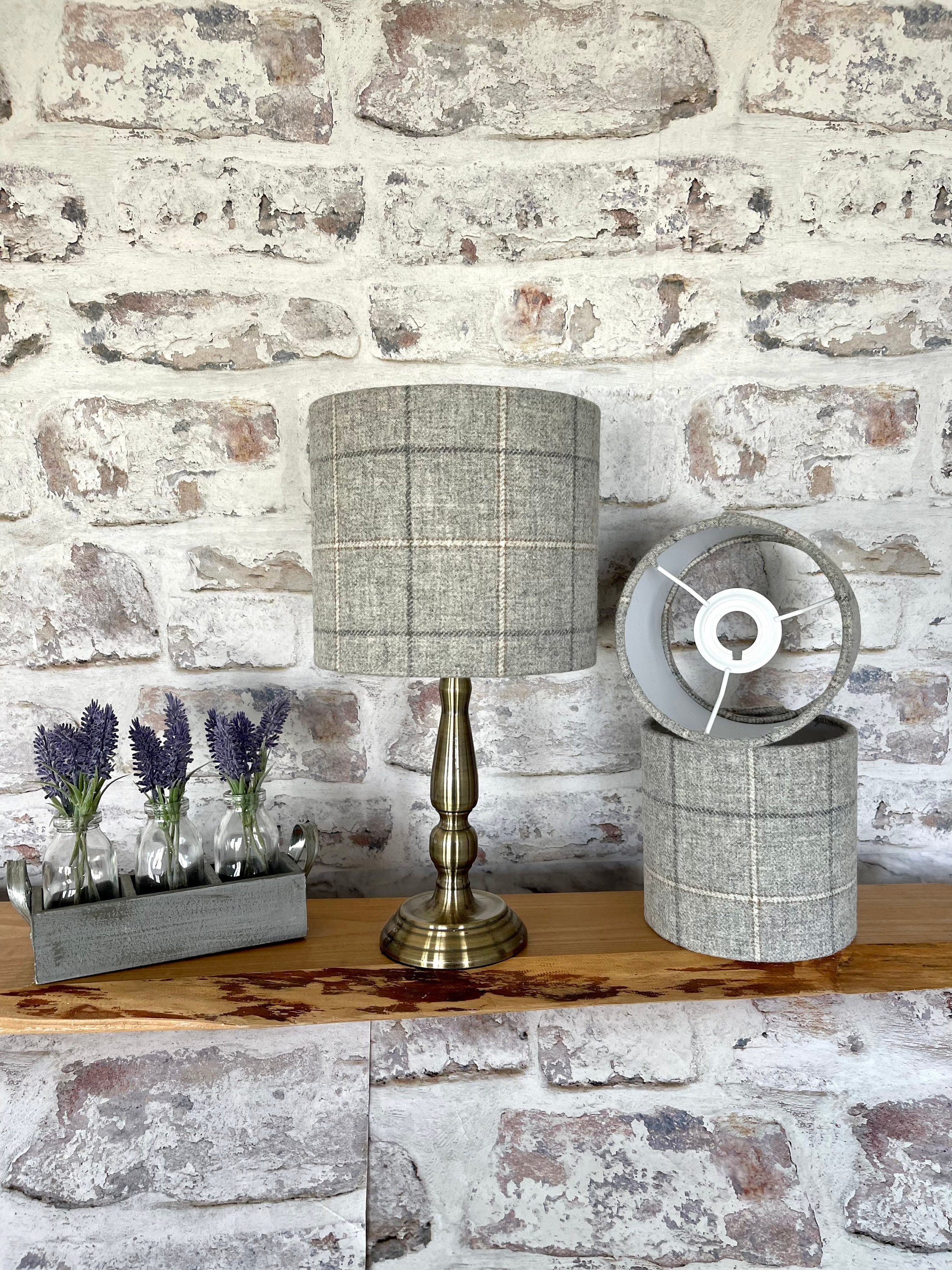 Kintyre Cobweb Grey Check Pure Wool Lampshades by Berry & - Etsy UK