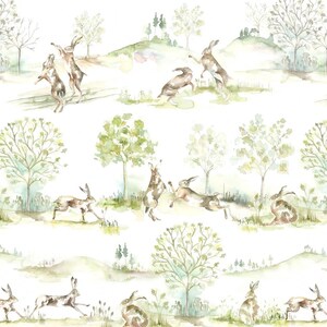 Voyage Boxing Hares White Lampshades by Berry & Grouse - Rabbit - Green ...