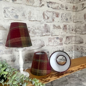 Balmoral Claret Moss 100% Pure Wool Check Lamp Shade by Berry & Grouse ...