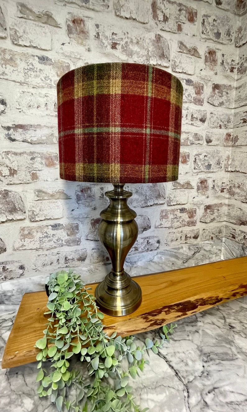 Balmoral Claret Moss 100% Pure Wool Check Lamp Shade by Berry - Etsy UK