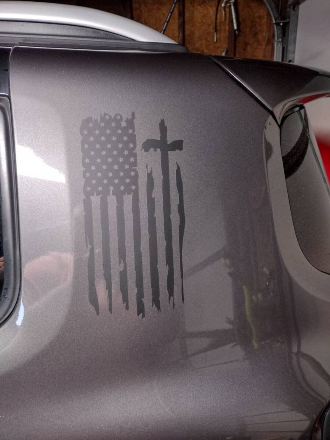 Tattered Flag With Cross Decal - Etsy