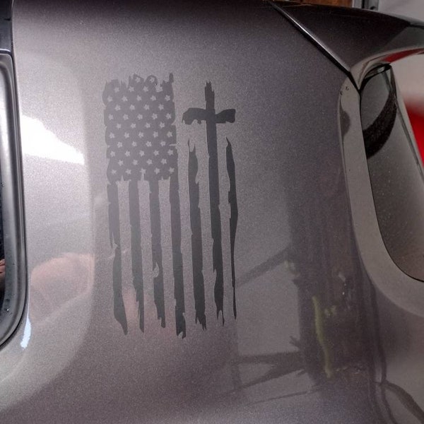 Flag With a Cross Window Decal - Etsy