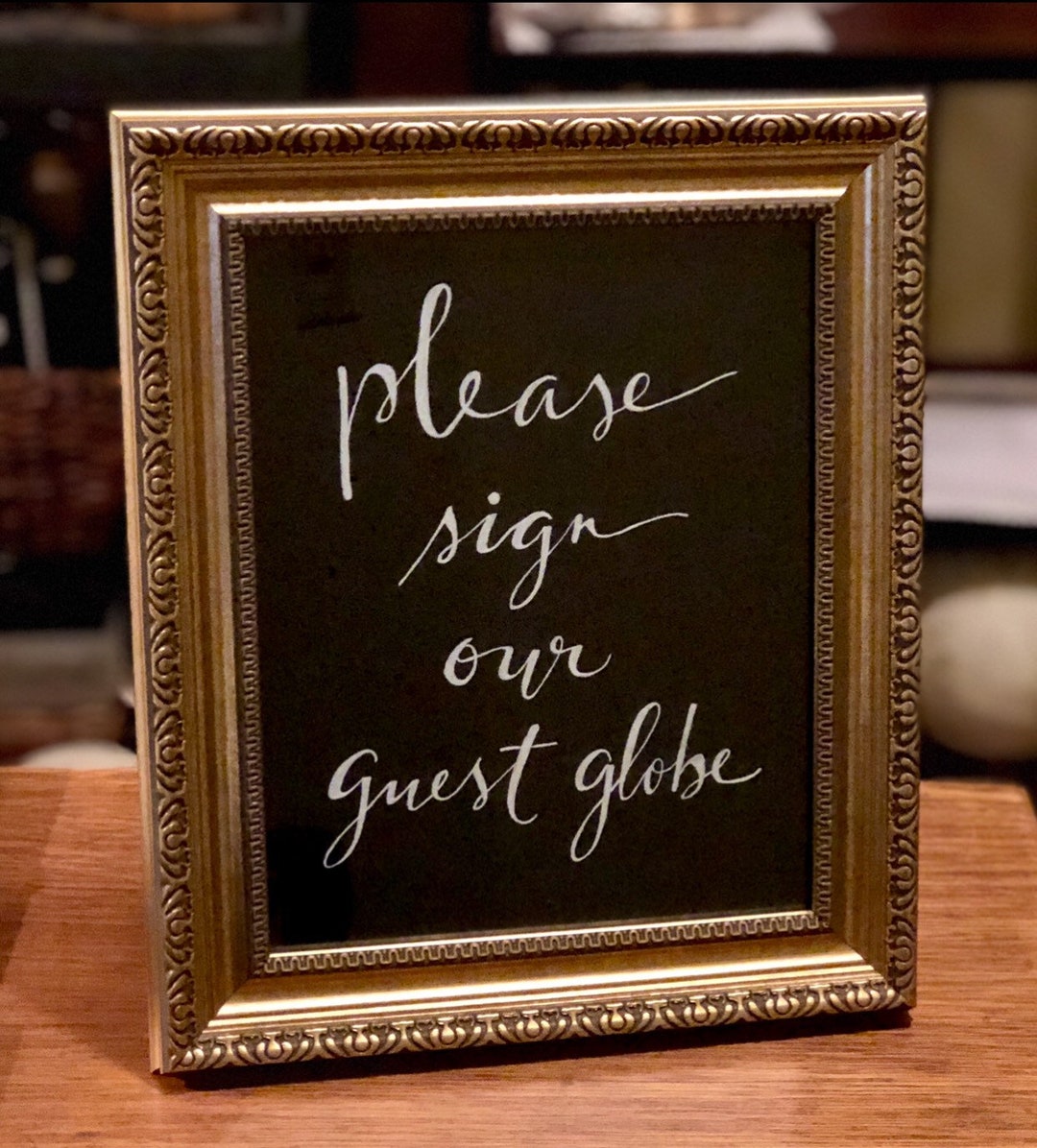 Guest Globe Sign: Calligraphy Chalkboard Art Print - Etsy