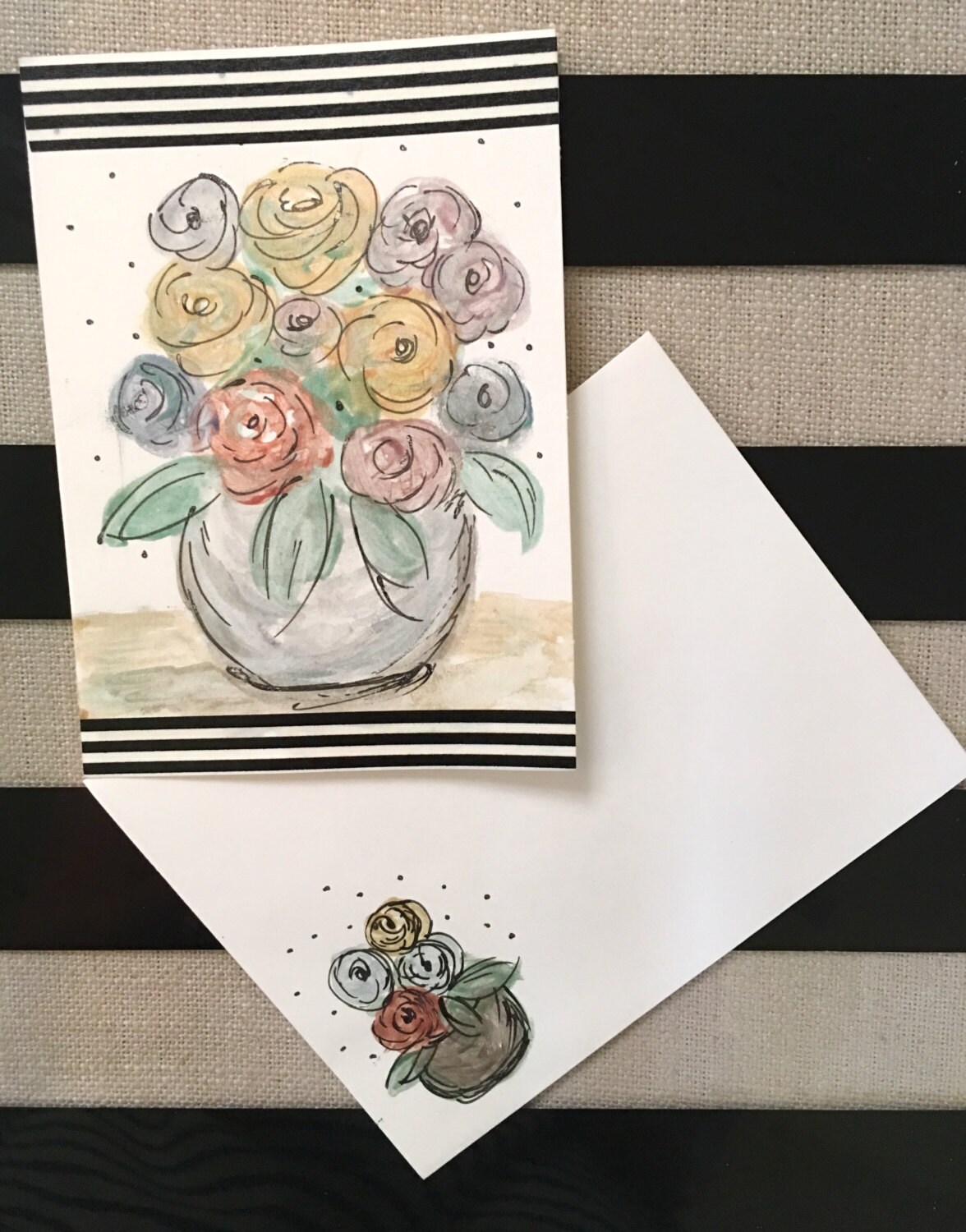 Original Handmade/Handpainted Watercolor Note Card / Thinking of You ...