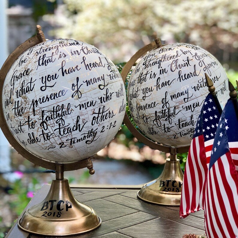 Scripture Globe / Custom Calligraphy Guestbook Globe / Full - Etsy