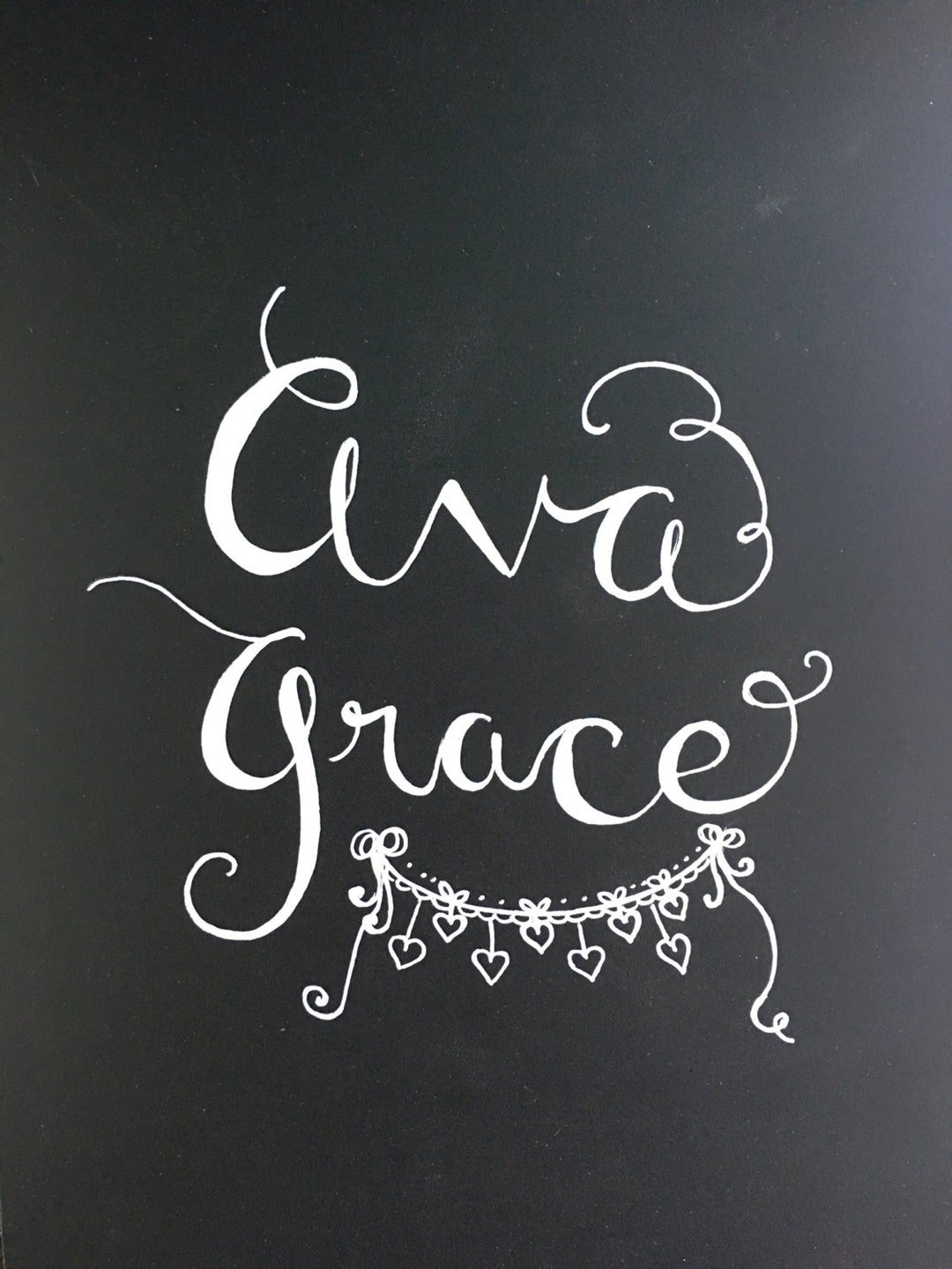 Custom Calligraphy Chalkboard Paper Art Print Names / Custom - Etsy