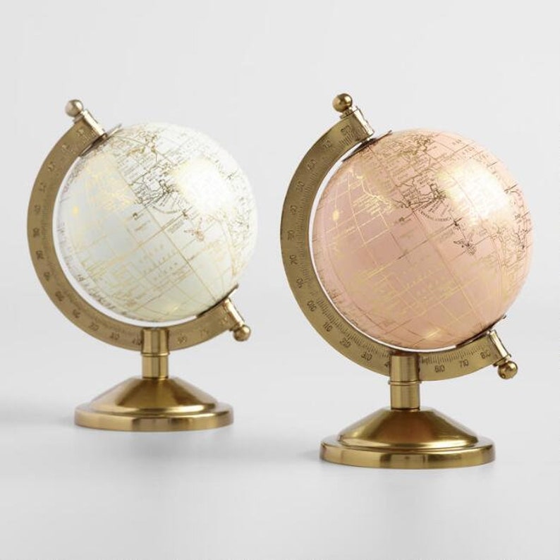 Custom Calligraphy Mini Globe: Blush Pink and Gold Nursery Decor - Etsy