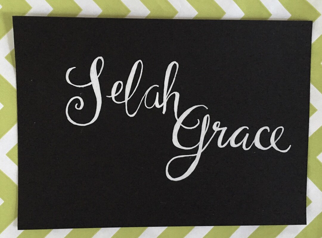 Custom Calligraphy Chalkboard Paper Art Print - Names / Custom Sayings ...