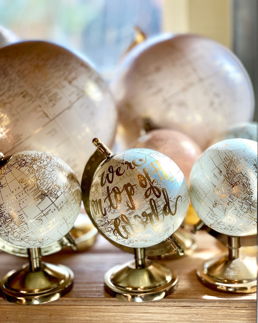 Mini Custom Calligraphy Globe: Blush Pink and Gold Nursery Decor - Etsy