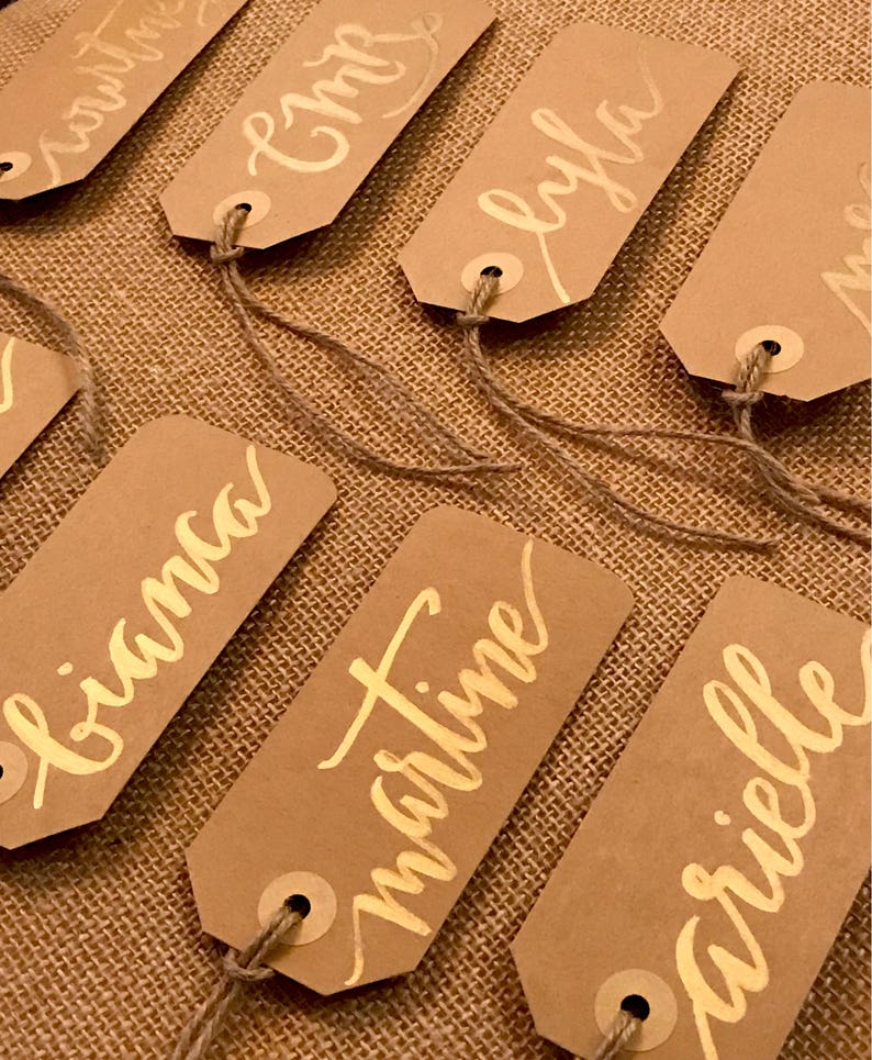CUSTOM CALLIGRAPHY Kraft Gift Tags / Name Tags / | Etsy