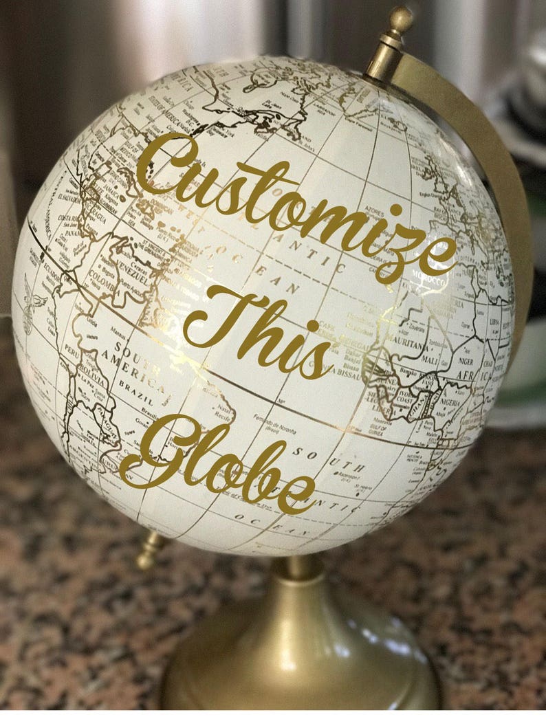 Custom Calligraphy Globe / White and Gold Calligraphy Globe - Etsy