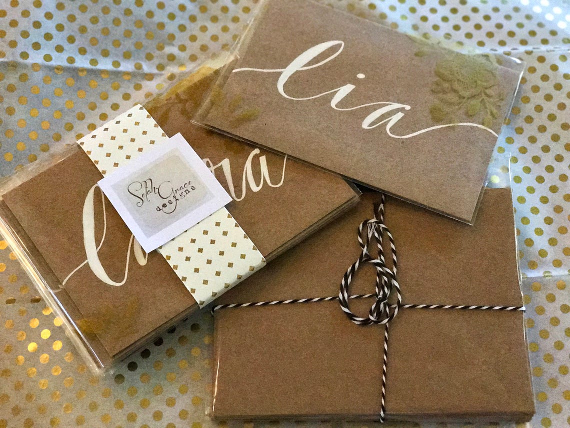 CUSTOM CALLIGRAPHY Note Cards / Personalized/message - Etsy