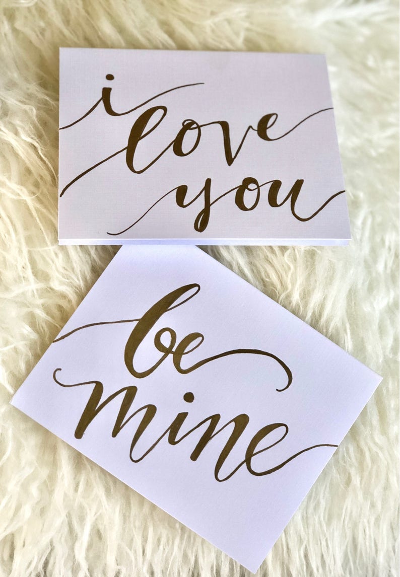 VALENTINE CALLIGRAPHY Note Cards / Can Be Personalized With - Etsy