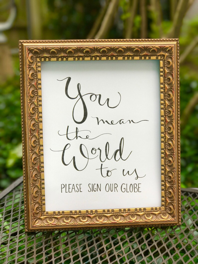 You Mean the World to Us Please Sign Our Globe Art Print 5x7 | Etsy
