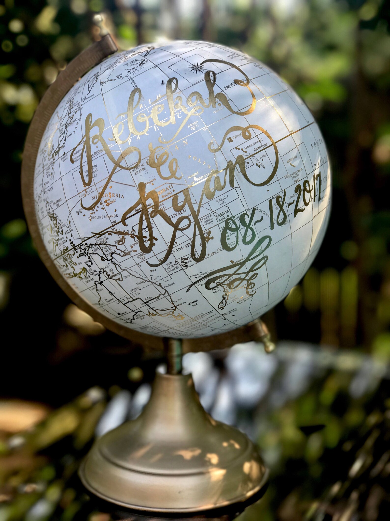 Custom Calligraphy Globe / White and Gold Calligraphy Globe - Etsy
