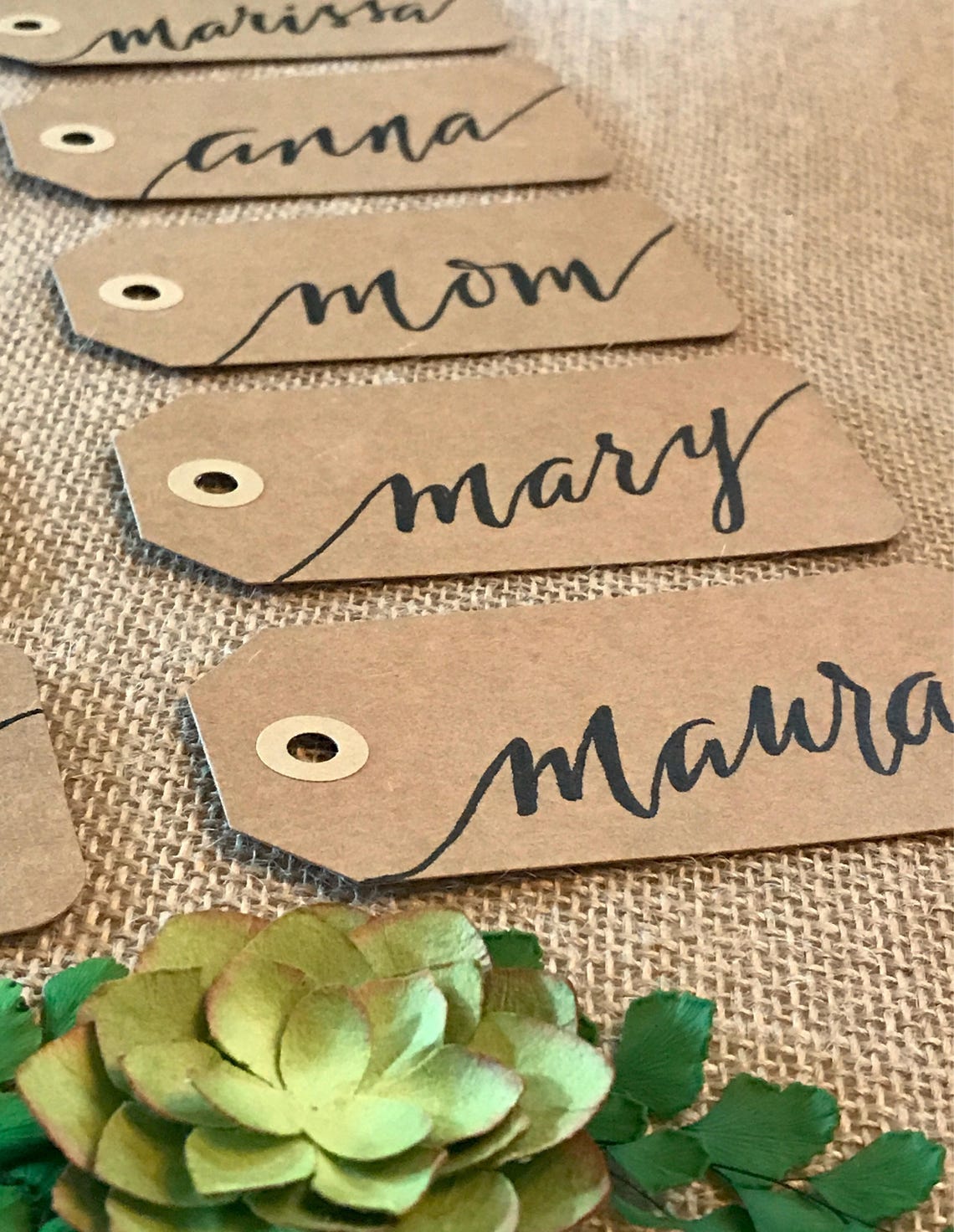 CUSTOM CALLIGRAPHY Kraft Gift Tags / Name Tags / - Etsy