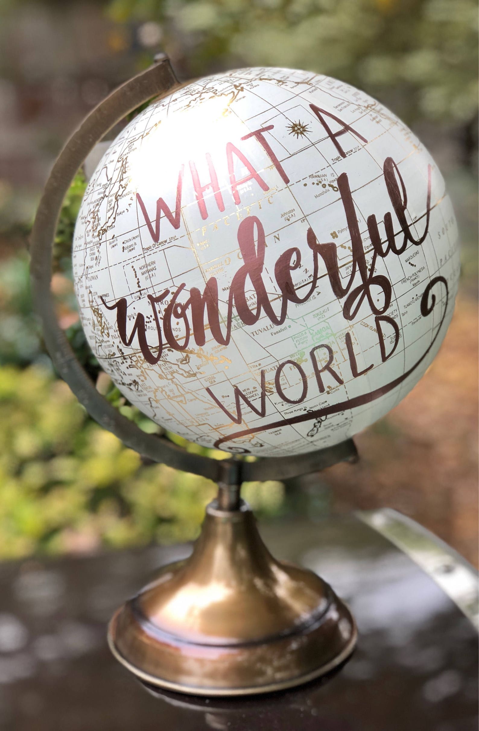 Custom Calligraphy Globe / White and Gold Calligraphy Globe / - Etsy