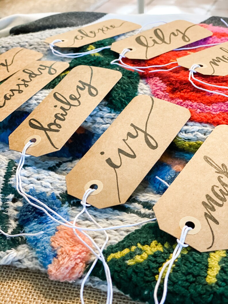 CUSTOM CALLIGRAPHY Kraft Gift Tags / Name Tags / - Etsy