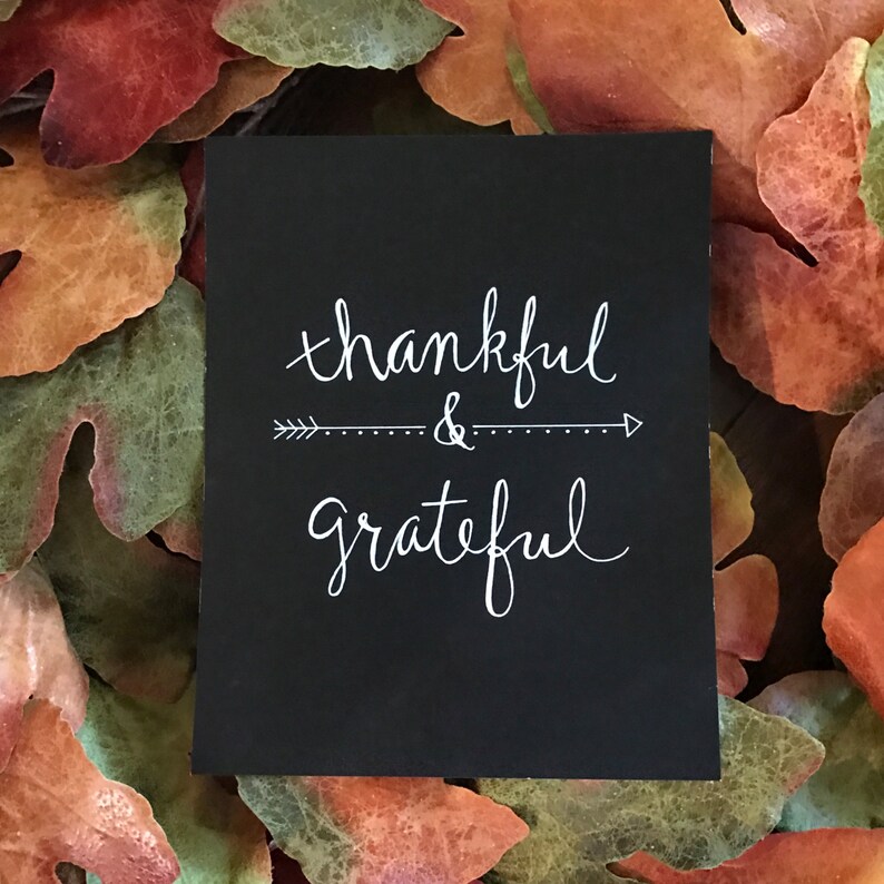 Thankful & Grateful Chalkboard Art Print 8x10 Frameable - Etsy