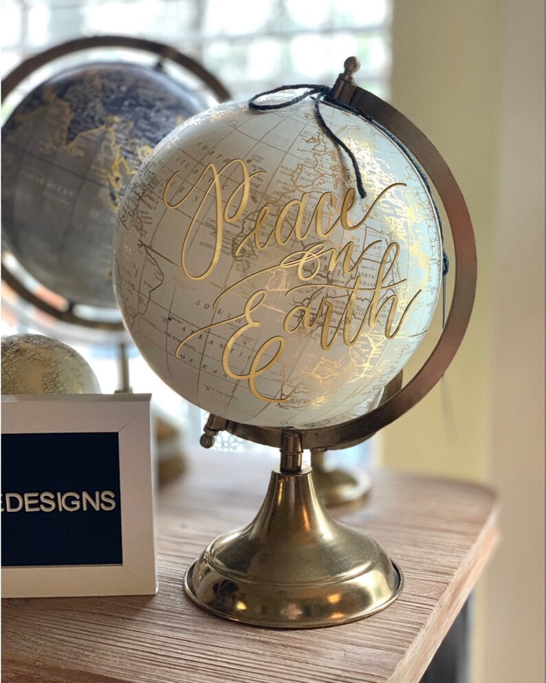 Custom Calligraphy Globe / Your Choice of Wording / White and | Etsy