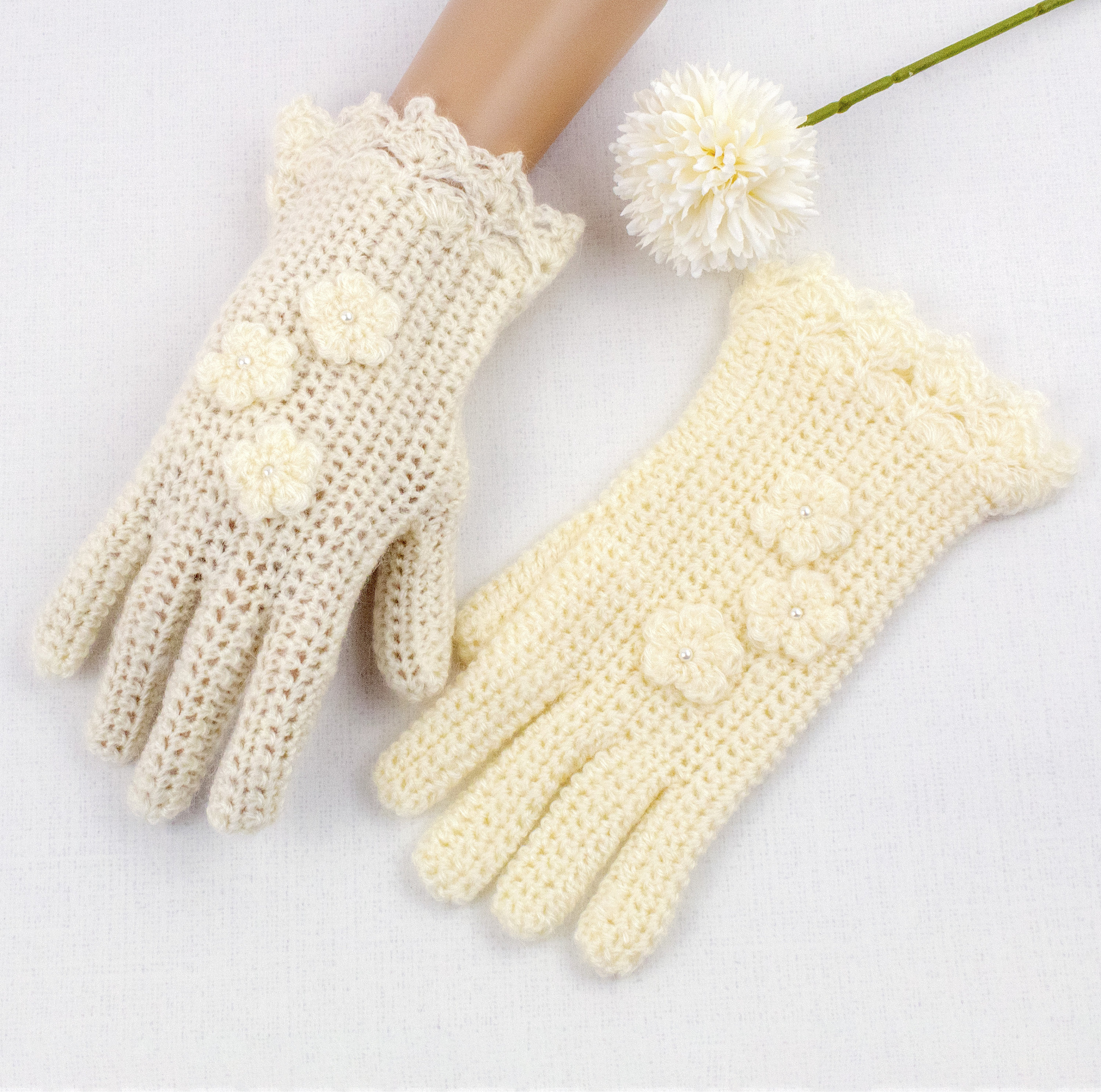 White Winter Gloves for Women, Knitted Hand Warmers - Etsy
