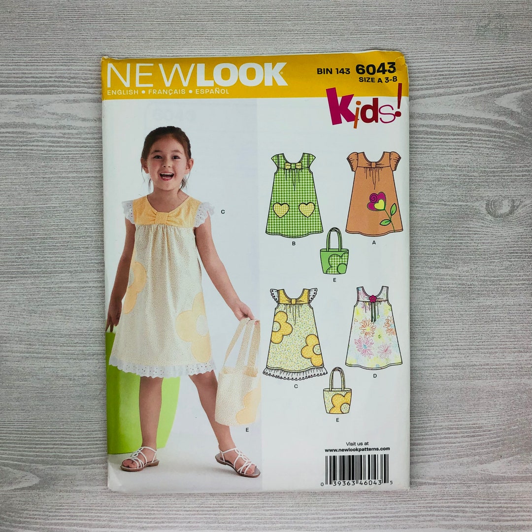 New Look 6043 Kids Sewing Pattern for Girls' Dress and Purse With ...