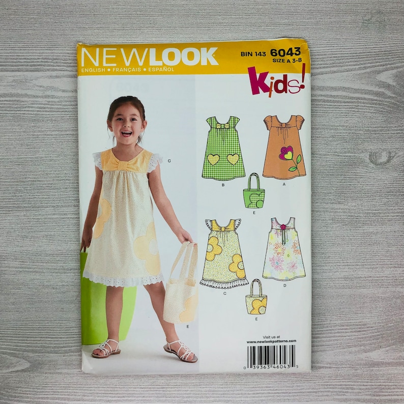 New Look 6043 Kids Sewing Pattern for Girls' Dress and Purse With ...