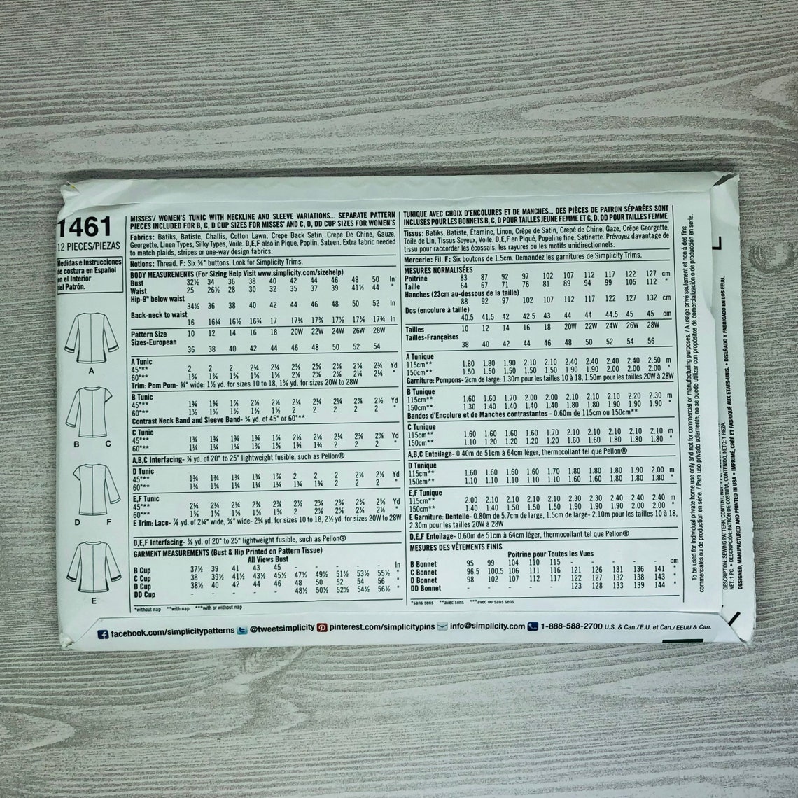 Simplicity 1461 BB Sewing Pattern for Women’s Plus Tunic in Sizes 20W ...