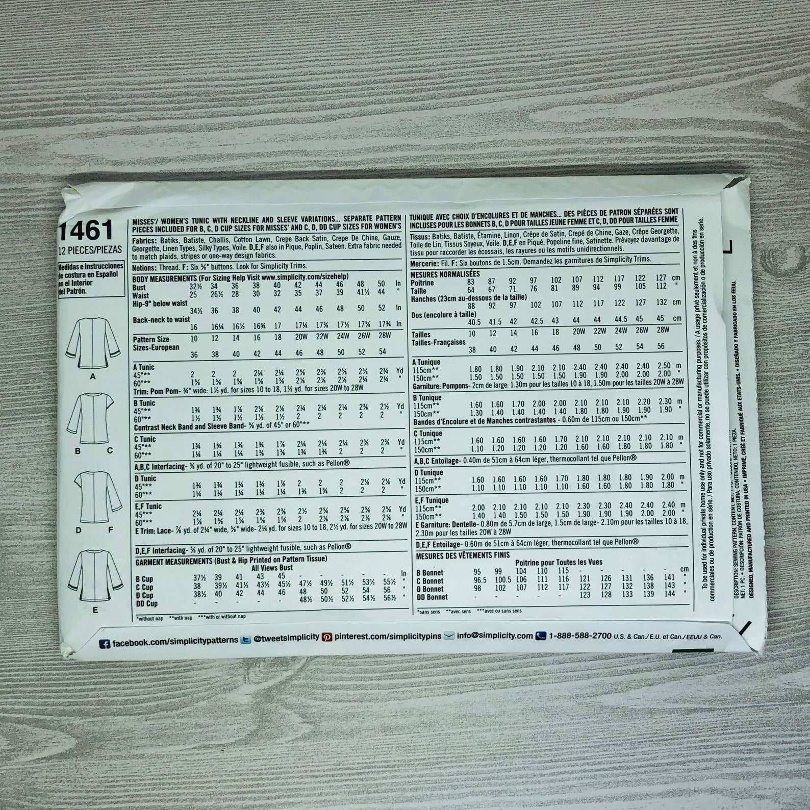 Simplicity 1461 BB Sewing Pattern for Women’s Plus Tunic in Sizes 20W ...