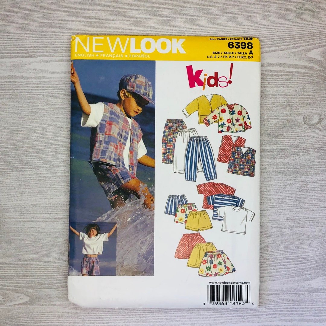 New Look 6398 Kids Sewing Pattern for Kid's Jacket, Vest, Top, Skirt ...