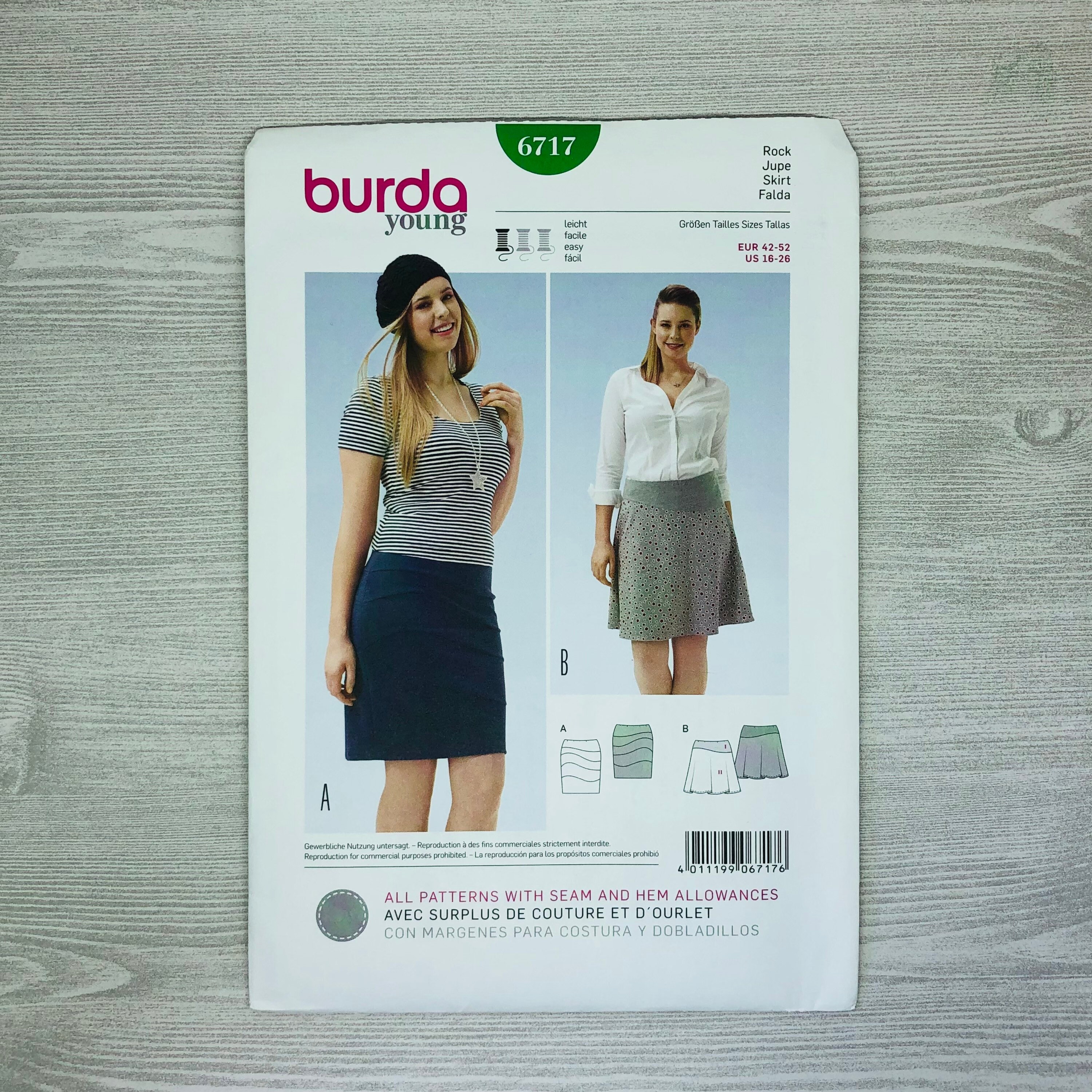 Burda Style 6717 Sewing Pattern for Womens Skirts in Sizes - Etsy