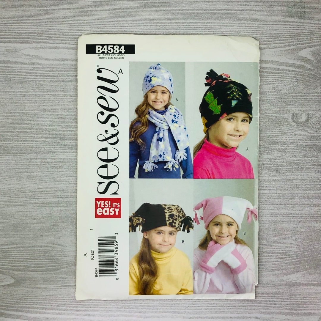 See & Sew B4584 Easy Sewing Pattern for Girls' Fleece Accessories in ...