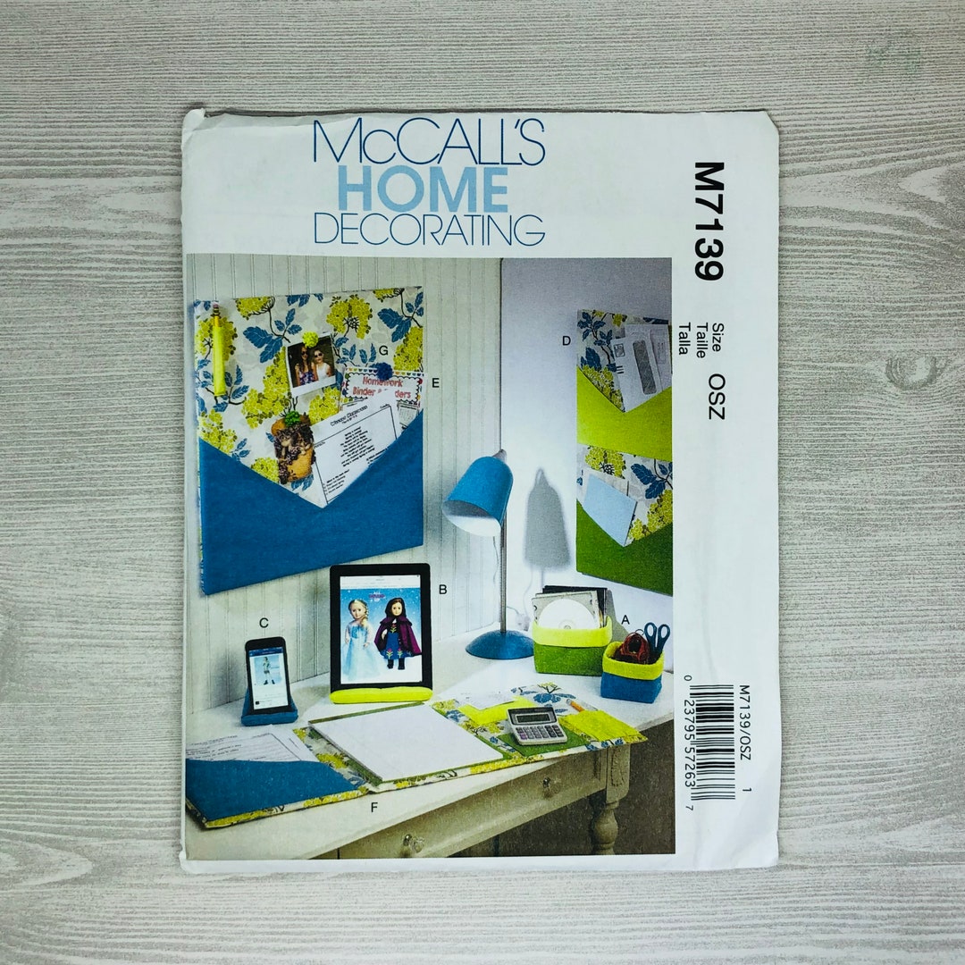 Mccall’s Home Decorating M7139 Sewing Pattern for Home Office Organizer ...