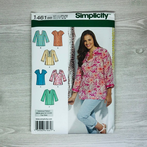 Simplicity 1461 BB Sewing Pattern for Womens Plus Tunic in - Etsy