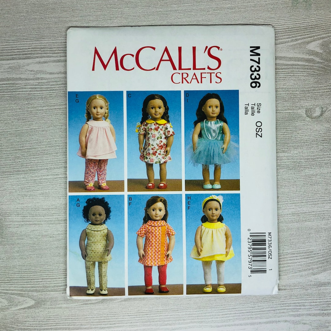 Mccall's Crafts M7336 Sewing Pattern for 18" Doll Shirt, Top, Dress ...