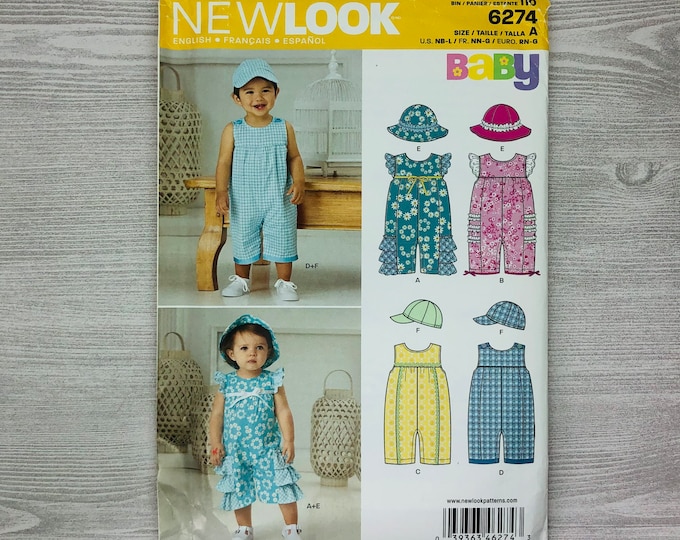 New Look Baby 6274 Sewing Pattern for Babies' Rompers and Hats in Four ...