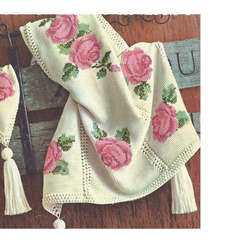 Rose Flower Afghan Crochet Pattern Flower Fringe Afghan - Etsy
