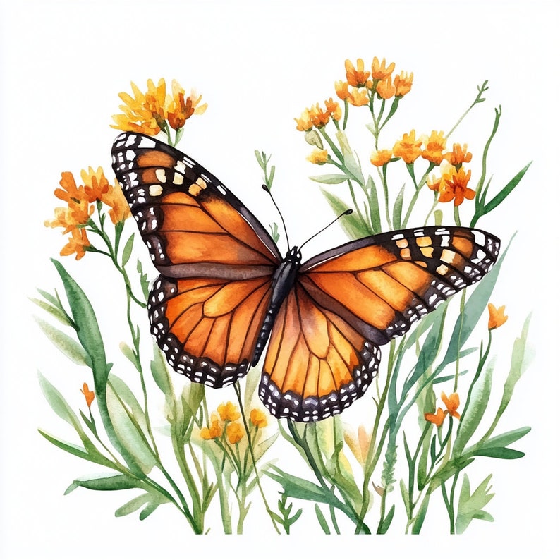 Monarch Butterfly Watercolor PNG Clipart, Butterfly Watercolor Portrait ...