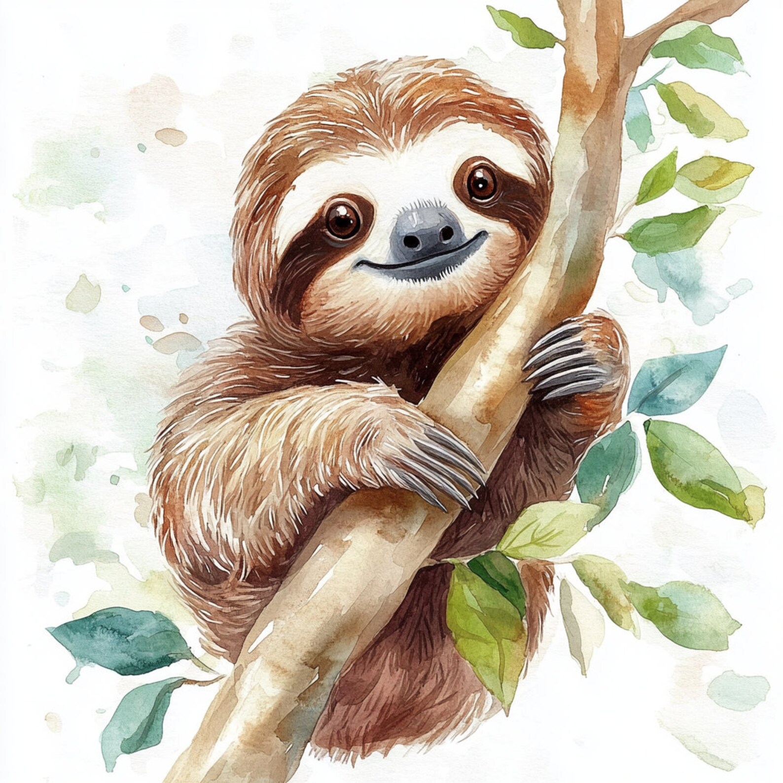 Sloth Friends Jungle Clipart | 9 Watercolor Sloths | High Quality Jpgs ...