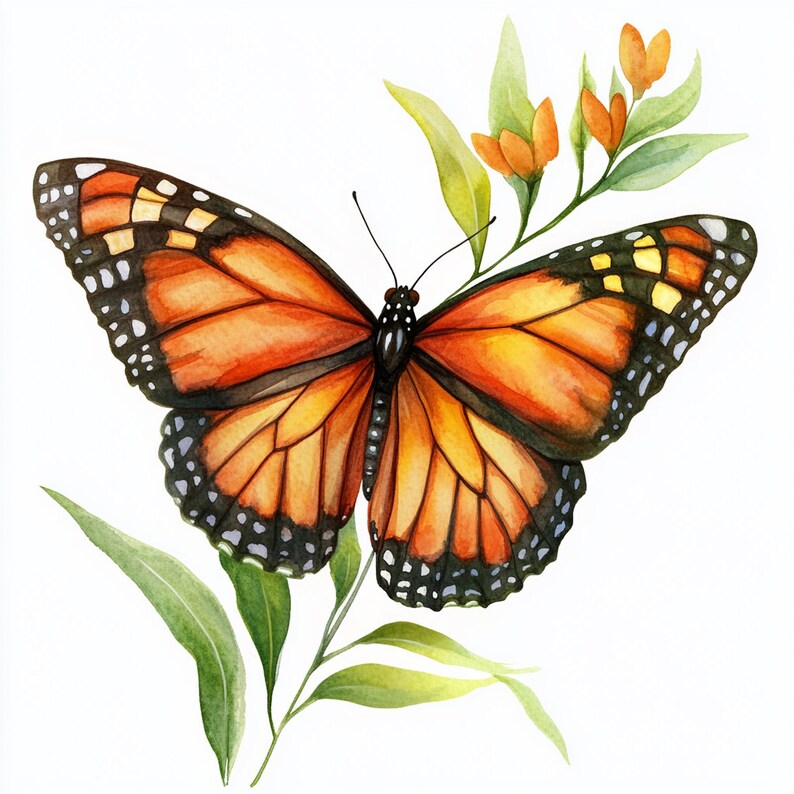 Monarch Butterfly Watercolor PNG Clipart, Butterfly Watercolor Portrait ...