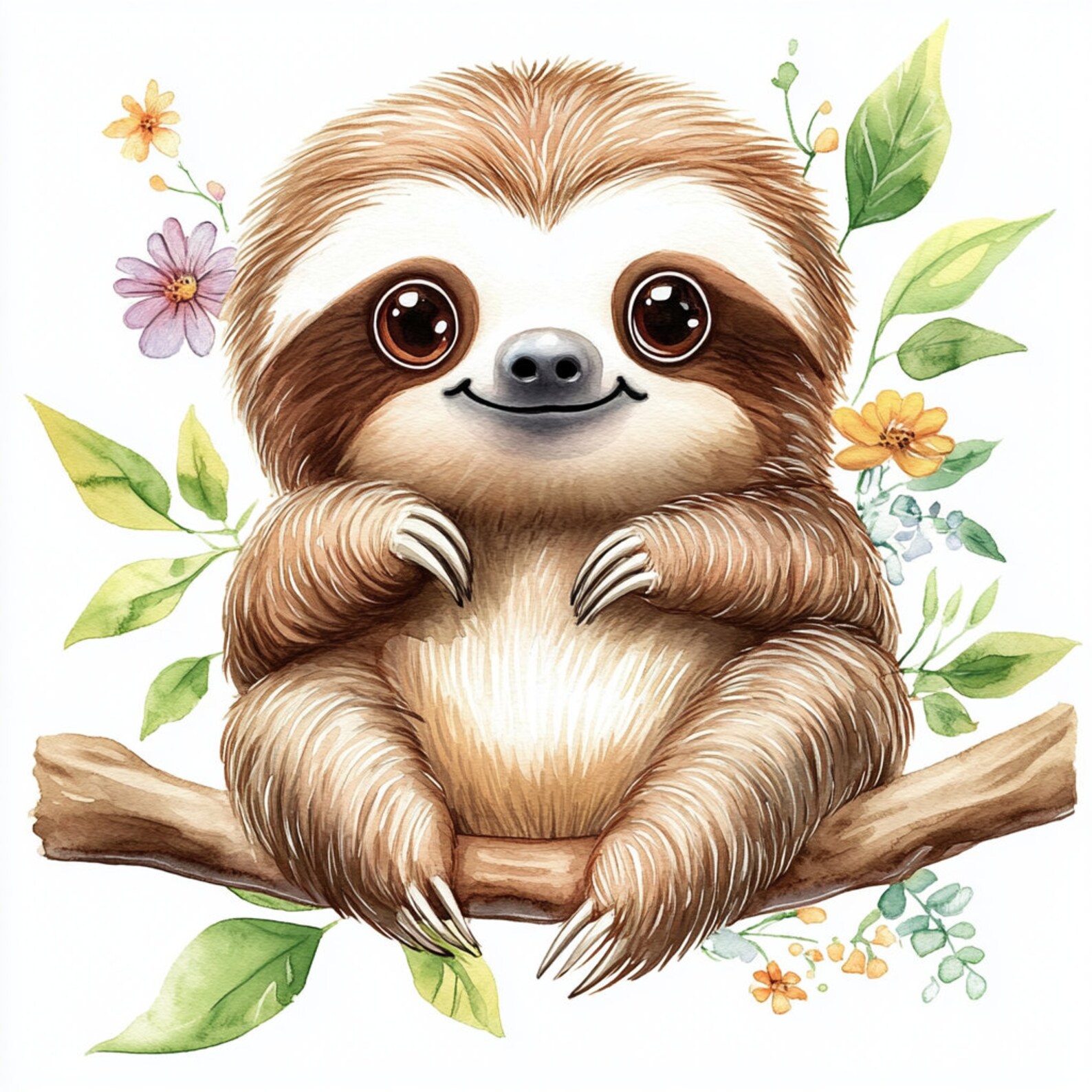 Sloth Friends Jungle Clipart | 9 Watercolor Sloths | High Quality Jpgs ...