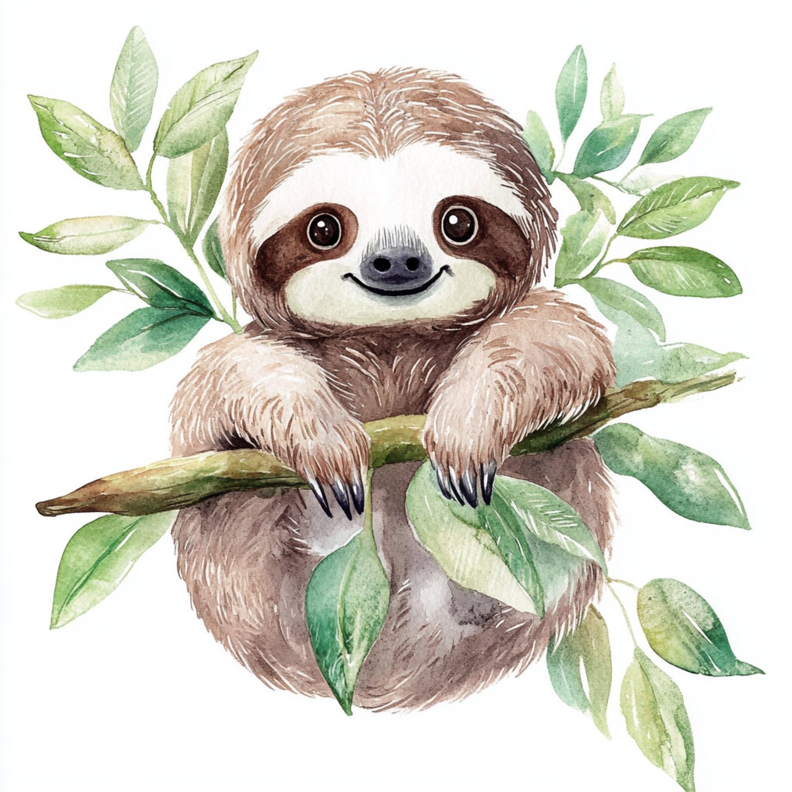 Sloth Friends Jungle Clipart | 9 Watercolor Sloths | High Quality Jpgs ...