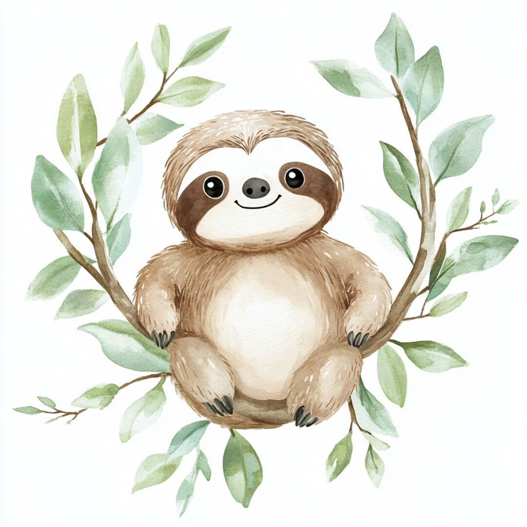 Sloth Friends Jungle Clipart | 9 Watercolor Sloths | High Quality Jpgs ...
