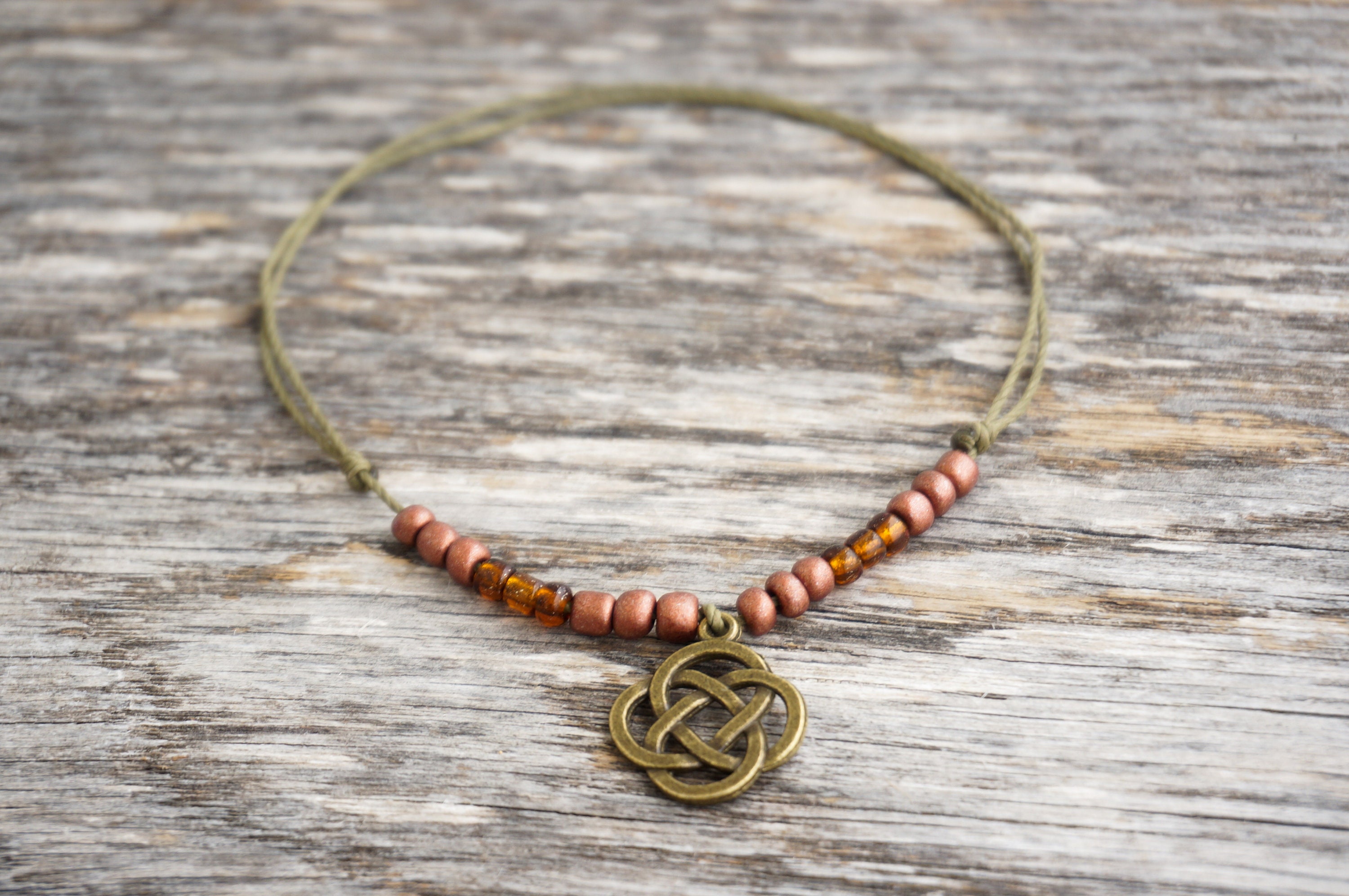 Brown String Anklet Adjustable Anklet Knot Charm Ankle - Etsy