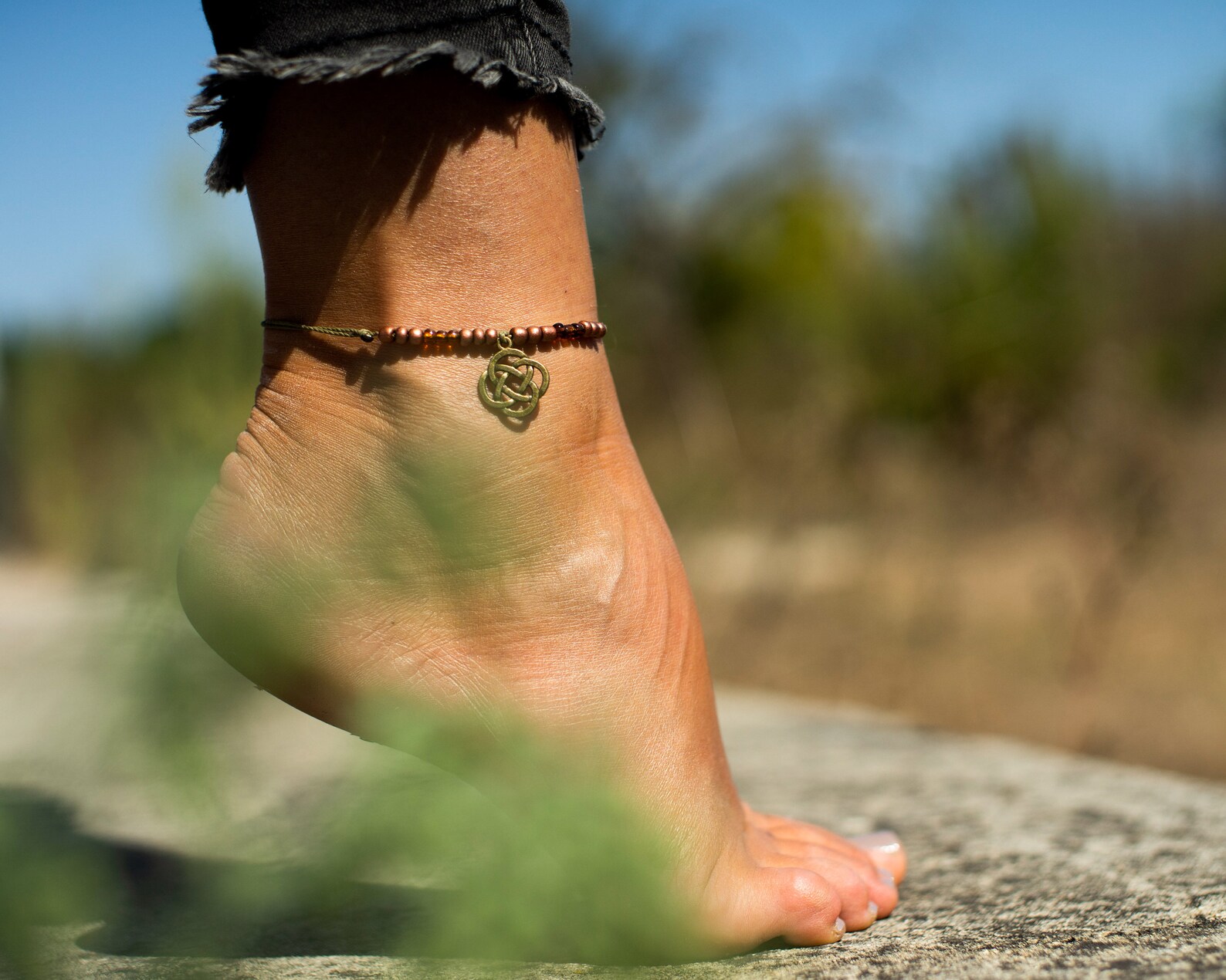 Brown String Anklet Adjustable Anklet Knot Charm Ankle - Etsy