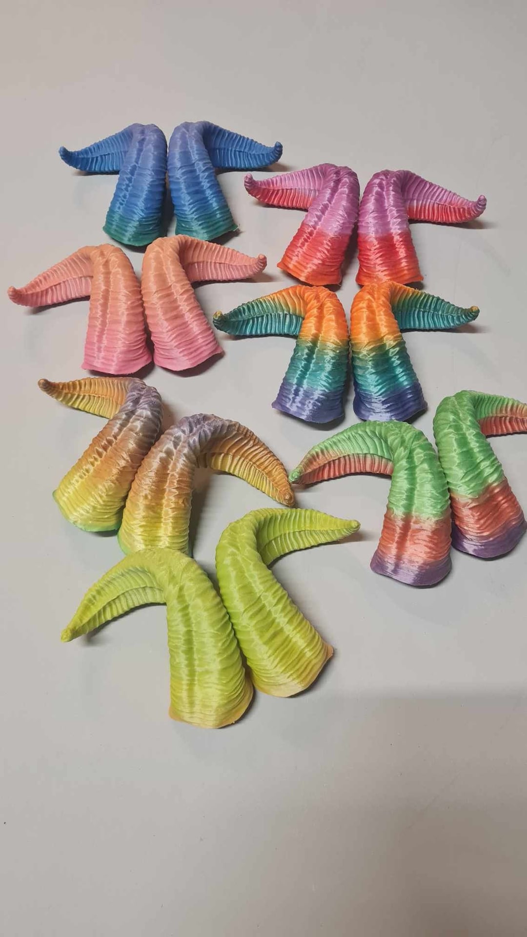 Rainbow Satin Edition Unique Ram Horns Cosplay Horns Each Pair of Horns ...