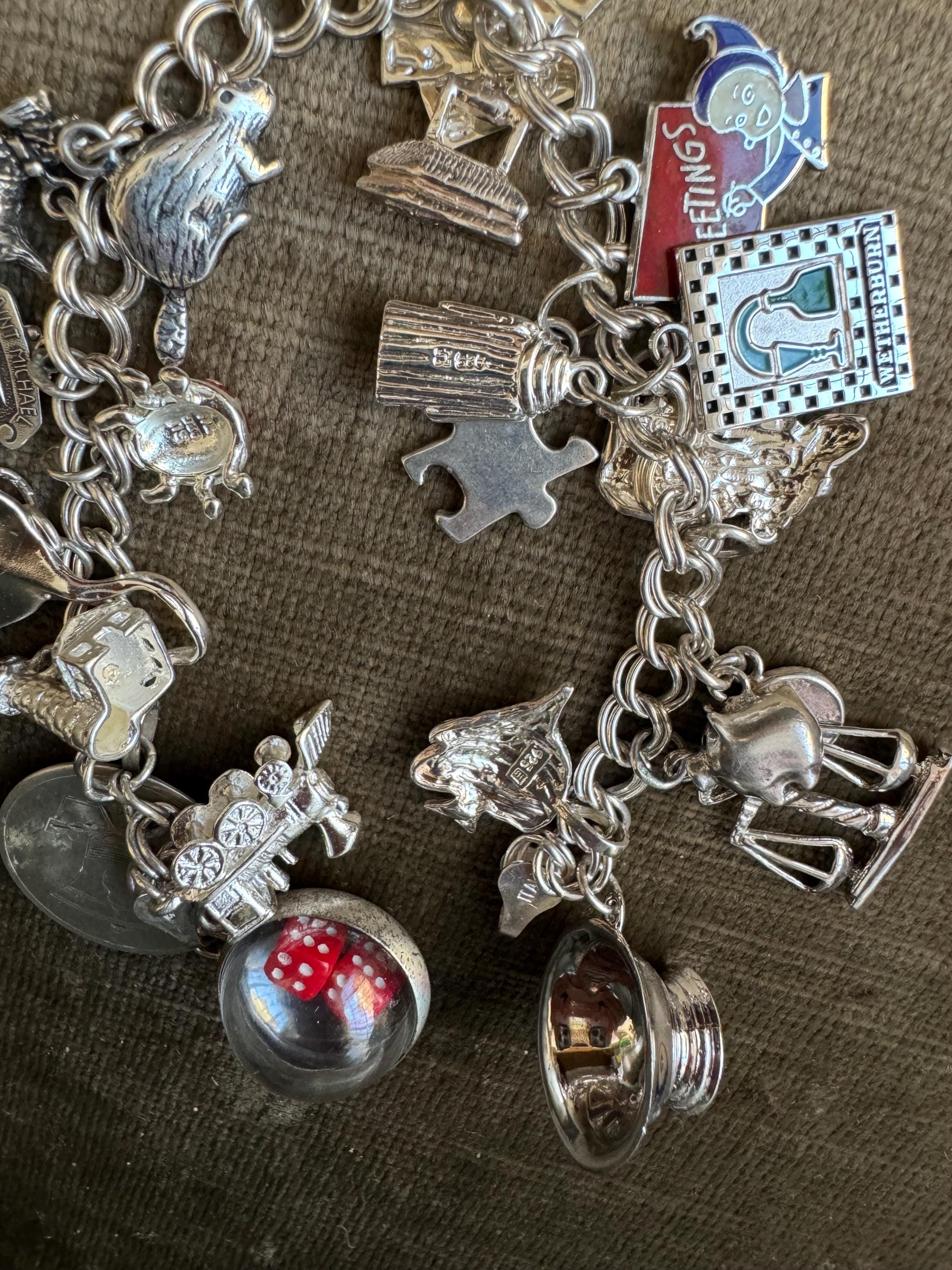 Vintage Sterling Silver Charm Bracelet: 1960s-70s Retro Charms - Etsy