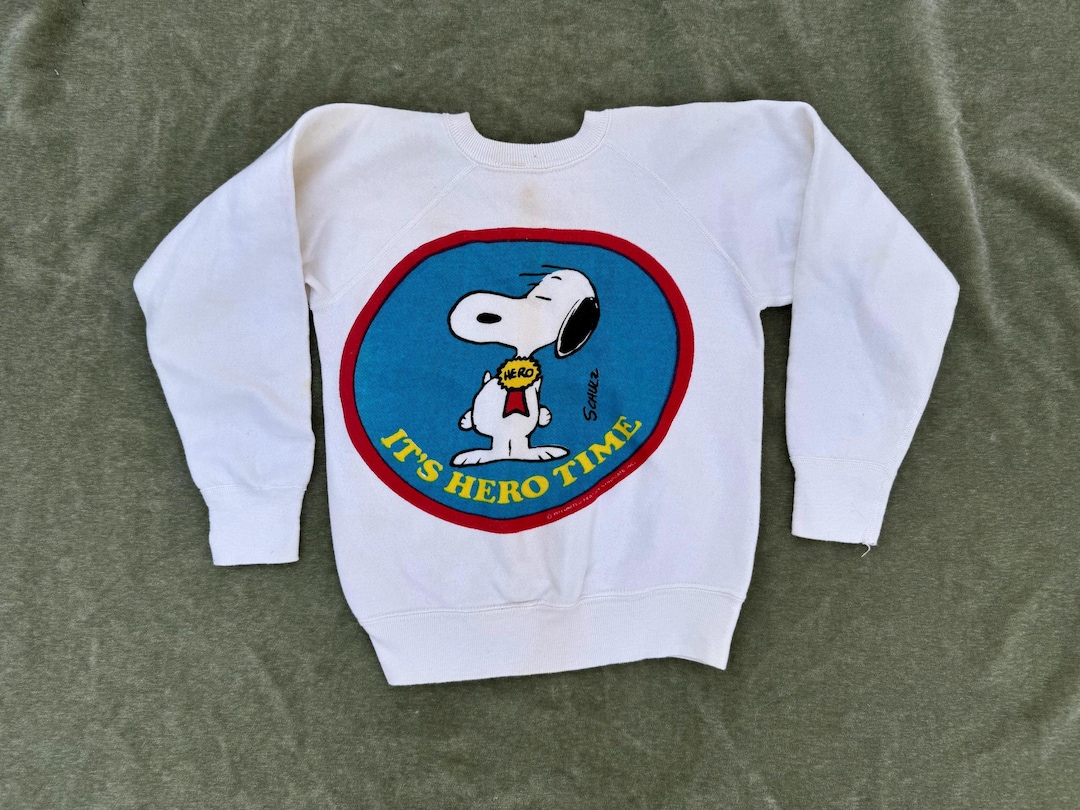Vintage 70s Snoopy Sweatshirt: "it's Hero Time" XXS/XS - Etsy