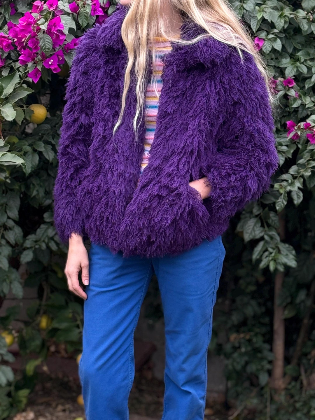 Vintage Purple Arissa Shag Coat, Purple Shag Jacket Made in France ...