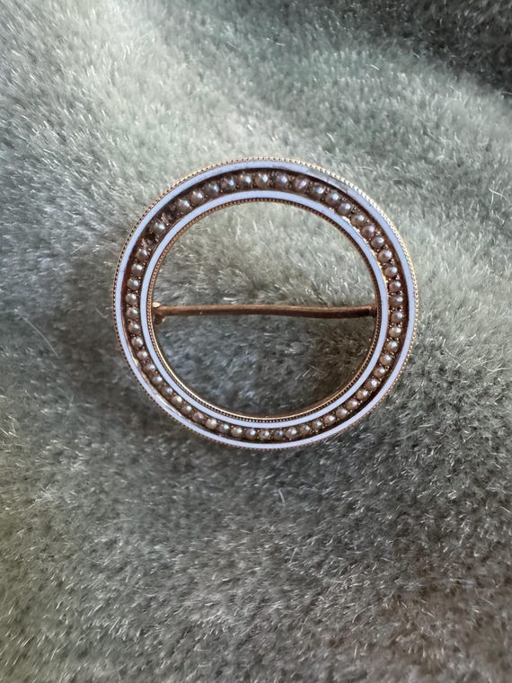 Antique 14K Gold Enamel Circle Pin Carter Gough & Co:… - Gem